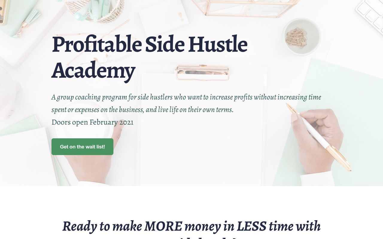 Profitable Side Hustle Academy Group Coaching Program